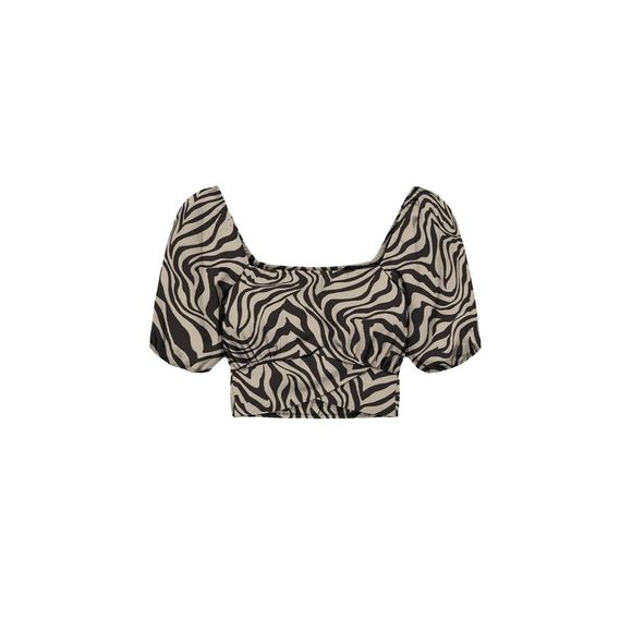 Only | Tops | Only Zebra Print Puff Sleeve Top Women Beige | Poshmark